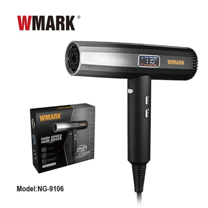 Фен для волос WMARK Professional Powerful Blow Dryer с регулировкой горячего и холодного воздуха, проводной, 100000 об/мин, для салонов красоты и домашнего использования NG-9106-Silver