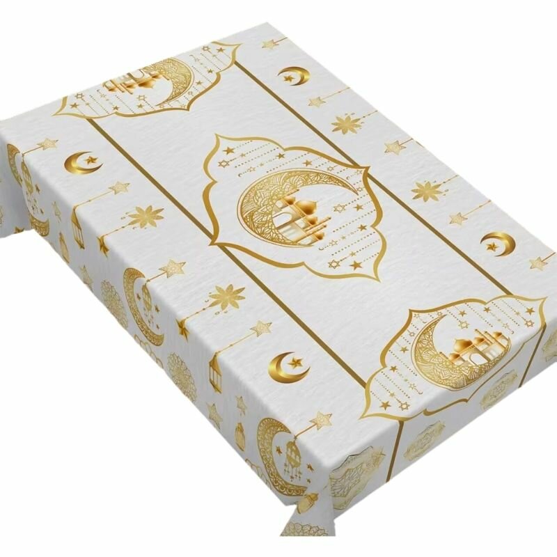 (1 шт.) Декоративная скатерть Черное золото, луна из полиэстера - 80x120 см - 10