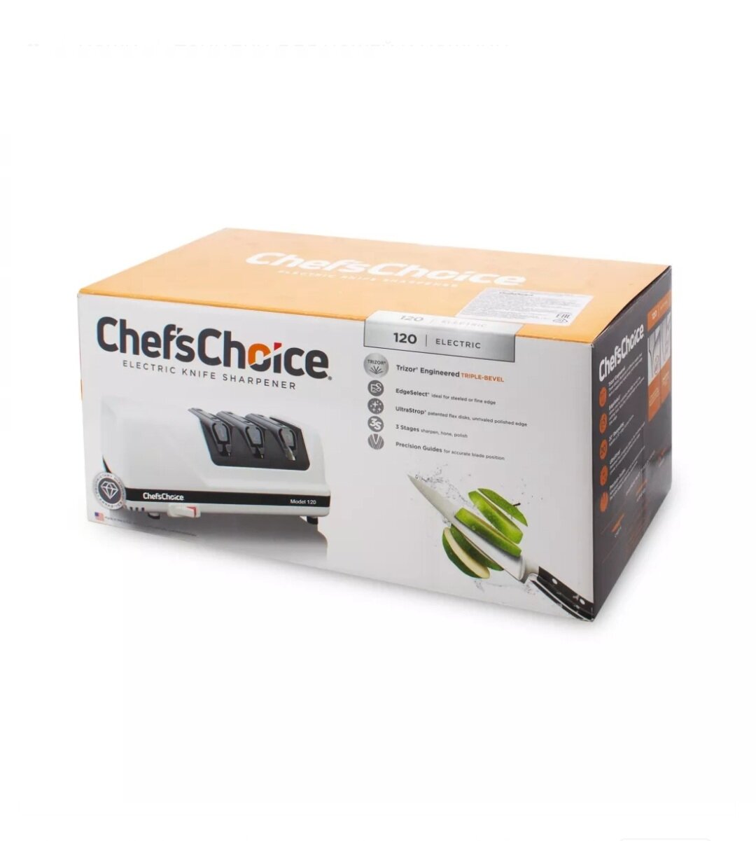 Точилка для ножей Chef's Choice Model 120, алмазное покрытие, белая. Электрическая. США.