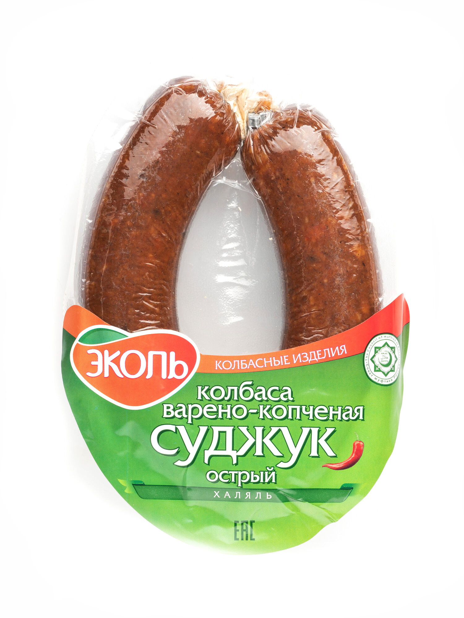 "Суджук острый халяль", варено-копчёная, в упаковке, кольцо, 300 г.