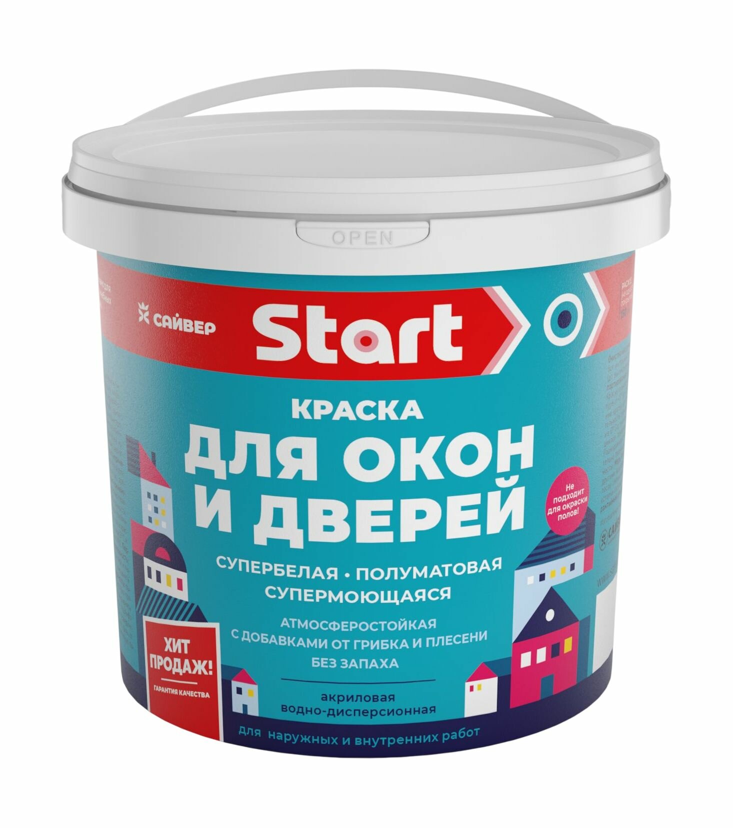 Эмаль акриловая для окон и дверей "Старт" белая 1кг