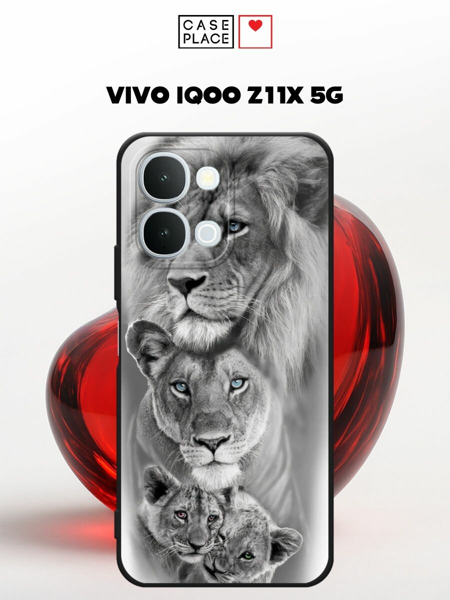 Черный матовый чехол на Vivo IQOO Z11x 5G/Y31d / Виво IQOO Z11х 5G/Y31d с принтом Львиный прайд