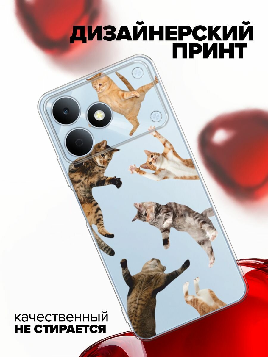 Чехол на Realme Note 80 / Реалми Нот 80 с принтом Смешные коты — фото 1