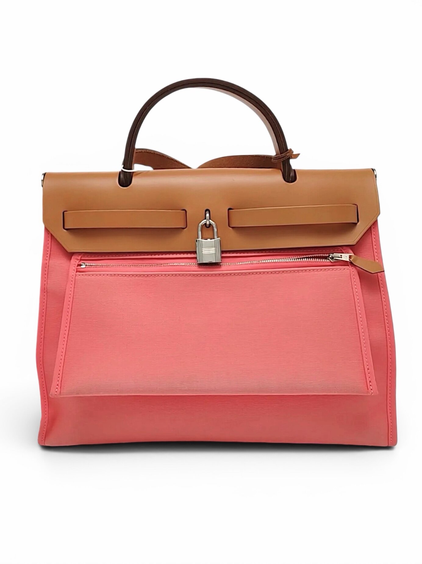 Сумка сэтчел Hermes Herbag 31 Zip, бежевый, розовый — фото 1