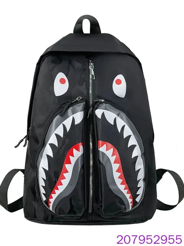 Рюкзак Bape Shark, вместительный рюкзак с двумя раздельными карманами, для школьных принадлежностей — фото 1