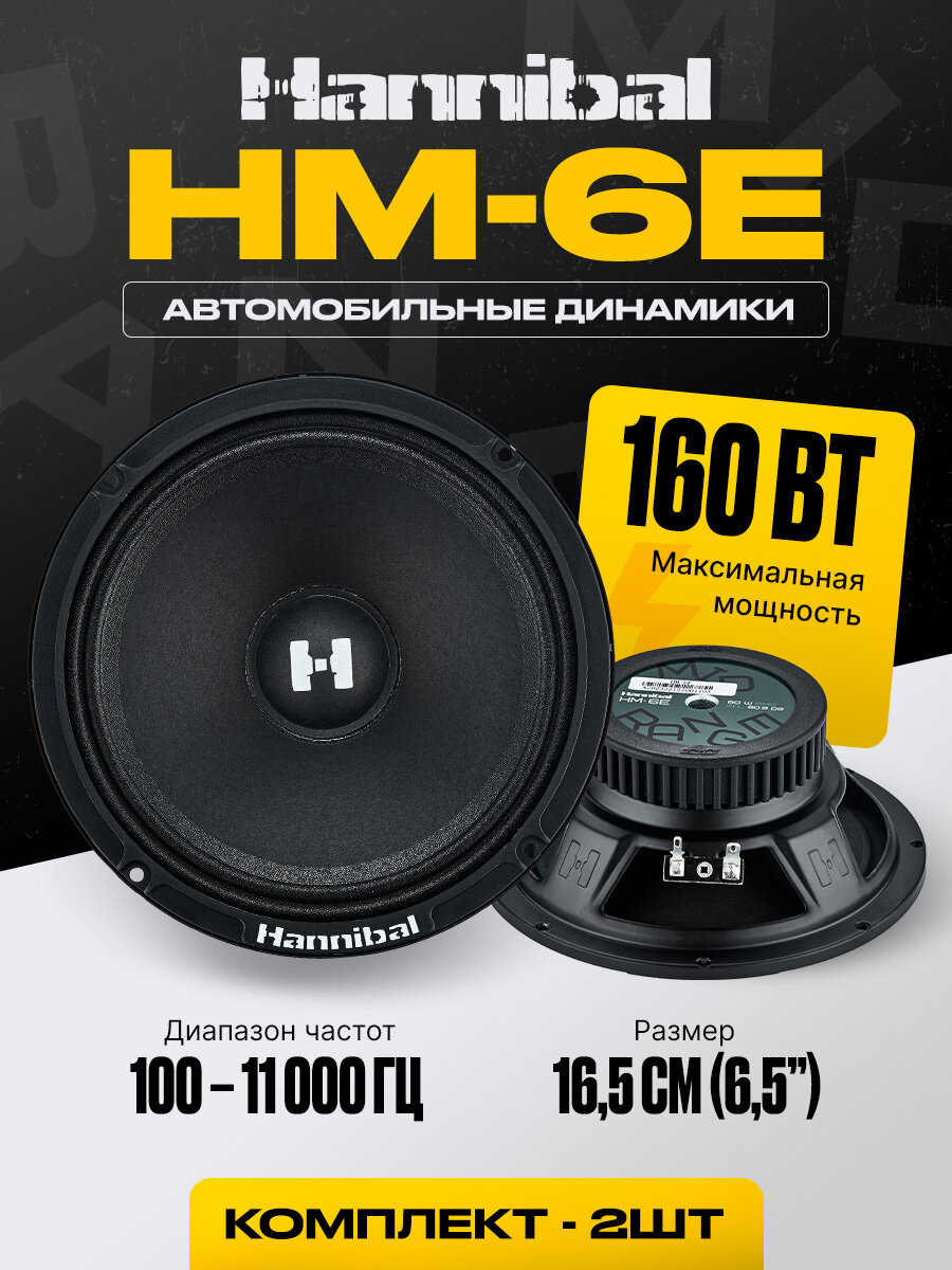 Динамики автомобильные 16 см Hannibal HM-6E автоакустика Alphard / Колонки среднечастотные