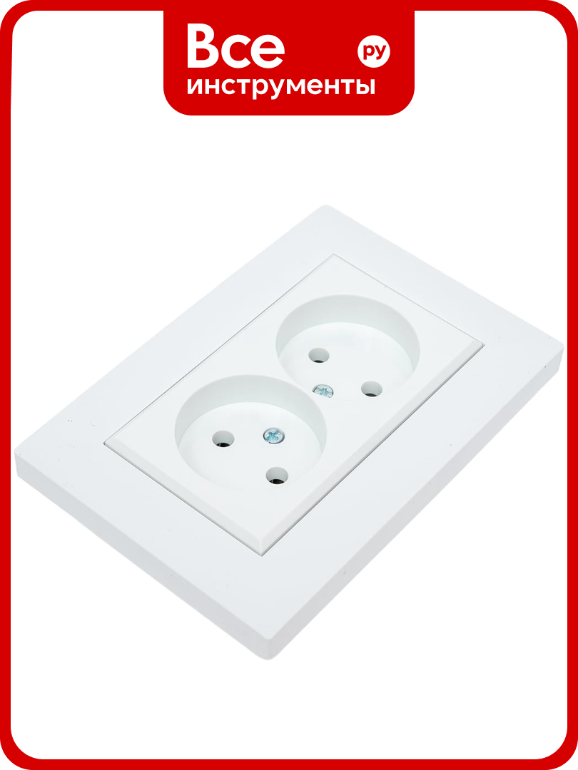 Розетка MAKEL 2-я б/з СП KAREA RIZZ 16А IP20 бел. 88001017, 16 А, надежное
