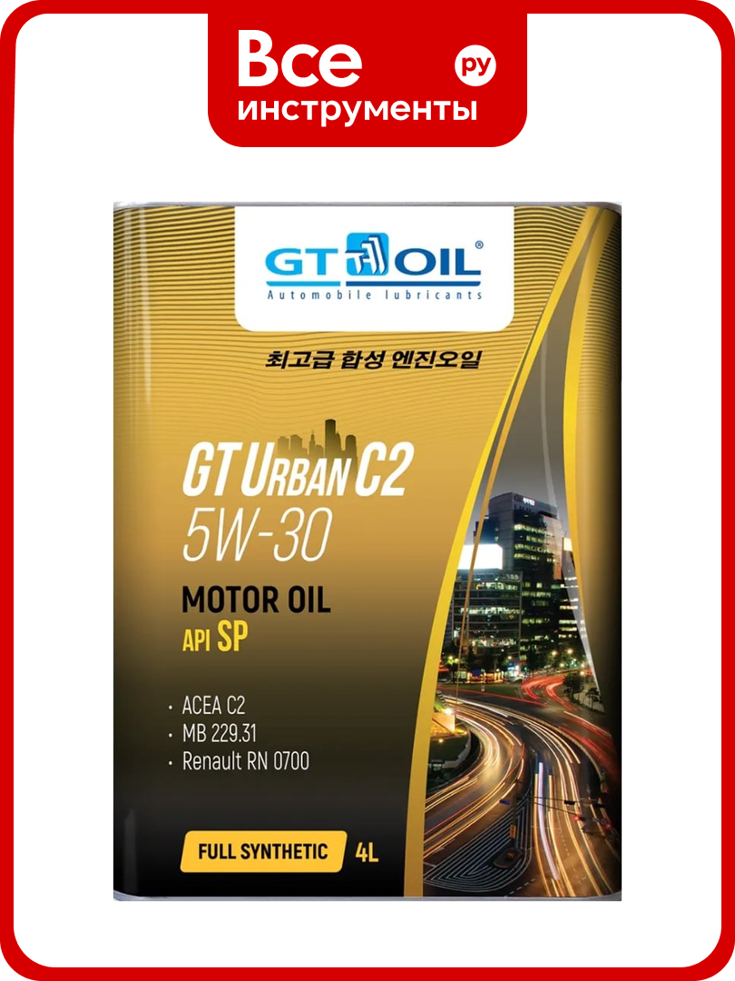 Масло gt urban c2, sae 5w-30, api sp, 4 л GT OIL, легковых автомобилей