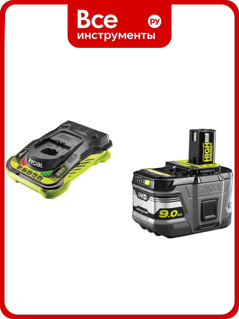 Набор Ryobi ONE+ RC18150-190 блок 18 В 9 Ah Li‑Ion с зарядным устройством и индикатором, для системы