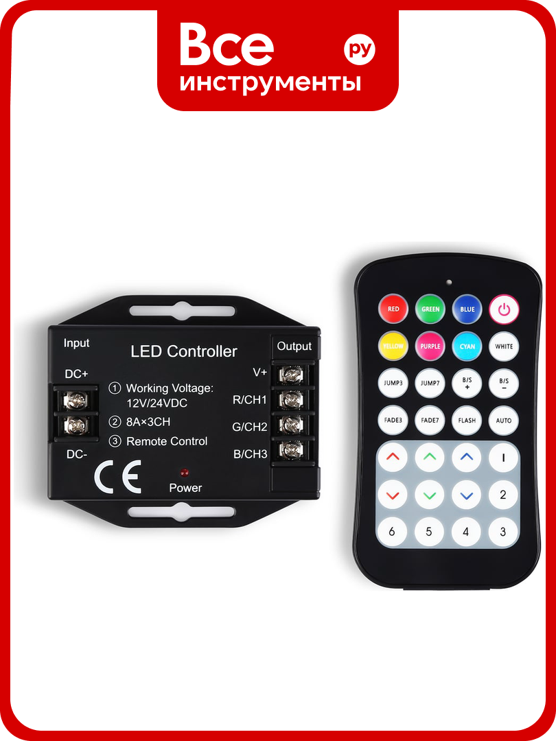 Контроллер Ambrella Light для светодиодных лент RGB с радио пультом 2.4G ILLUMINATION GS11351 пластиковый корпус