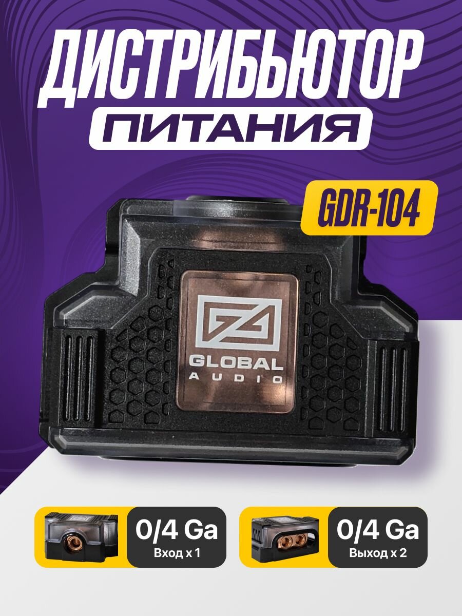 Дистрибьютор питания силовой Global Audio GDR-104 (1x0/4Ga IN / 2x0/4Ga OUT)