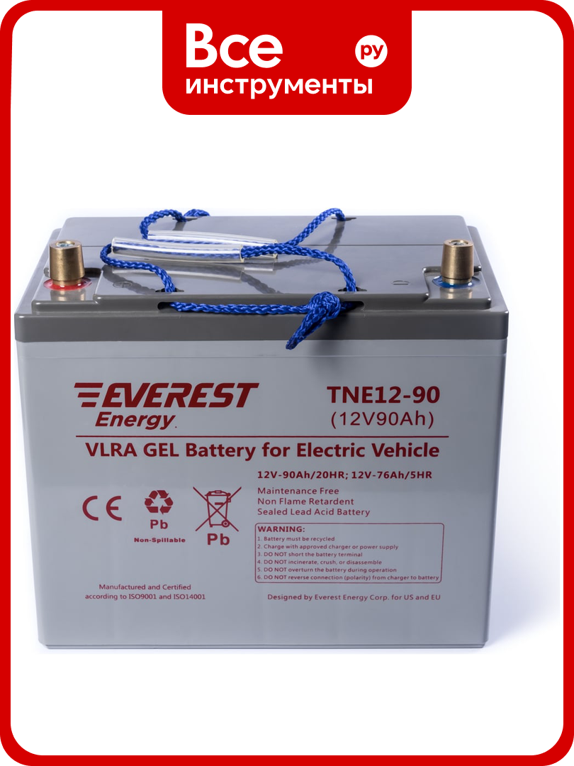 Тяговая аккумуляторная батарея EVEREST Energy TNE 12-90 прямая полярность надежное и долговечное решение