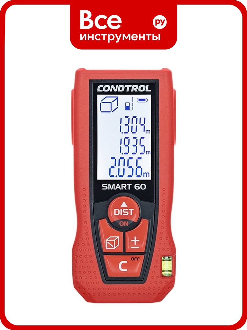 Лазерный дальномер CONDTROL Smart 60 1-4-098 ударопрочный корпус, функция Пифагора, встроенная память
