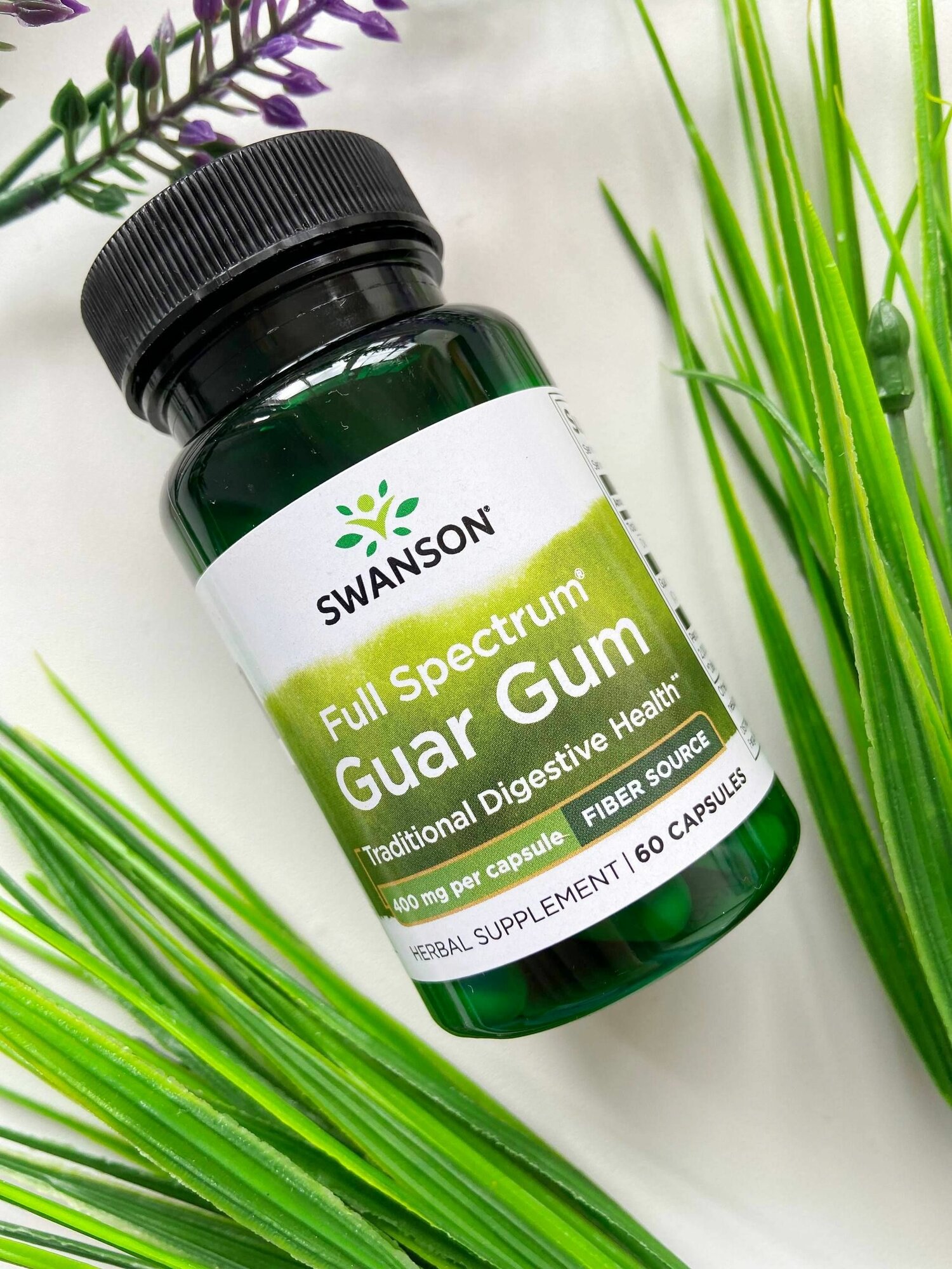 Гуаровая камедь полного спектра, Swanson, Full Spectrum Guar Gum, 400 мг, 60 капсул