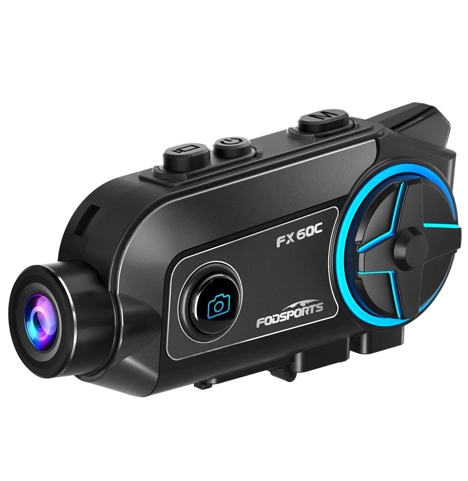 Мотогарнитура с камерой Fodsports "FX60C", Bluetooth 5.4, встроенная камера, черный