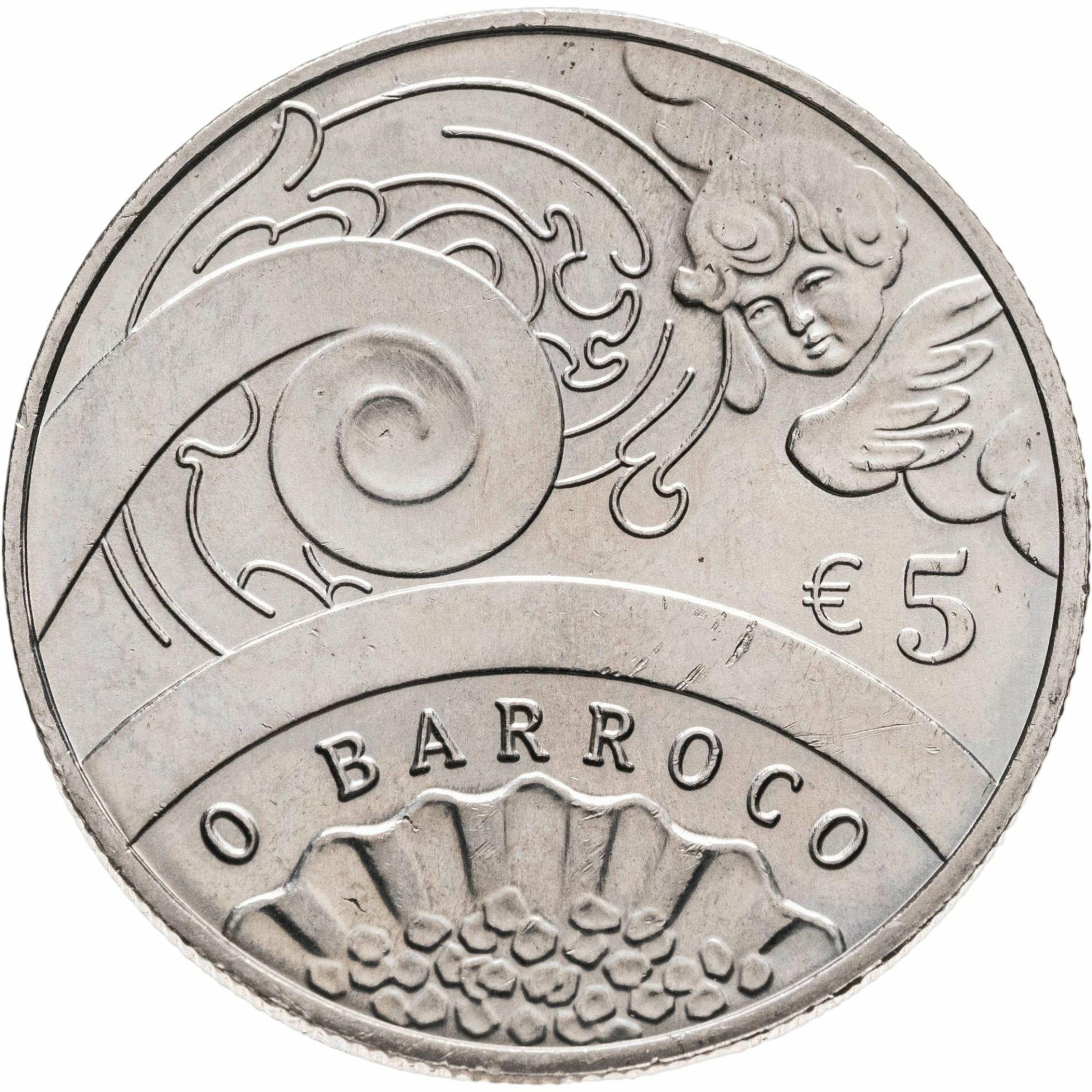 Португалия 5 евро euro 2018 Барокко, Мельхиор медь-никель, в сохранности UNC