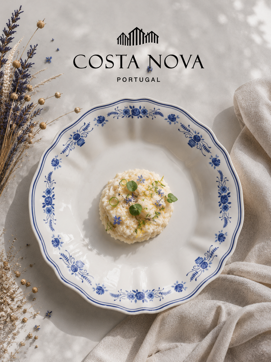 Тарелка глубокая цветы Costa Nova "Villa" 1 шт, 24.5 см, 630 мл. Ударопрочная, профессиональная керамика.