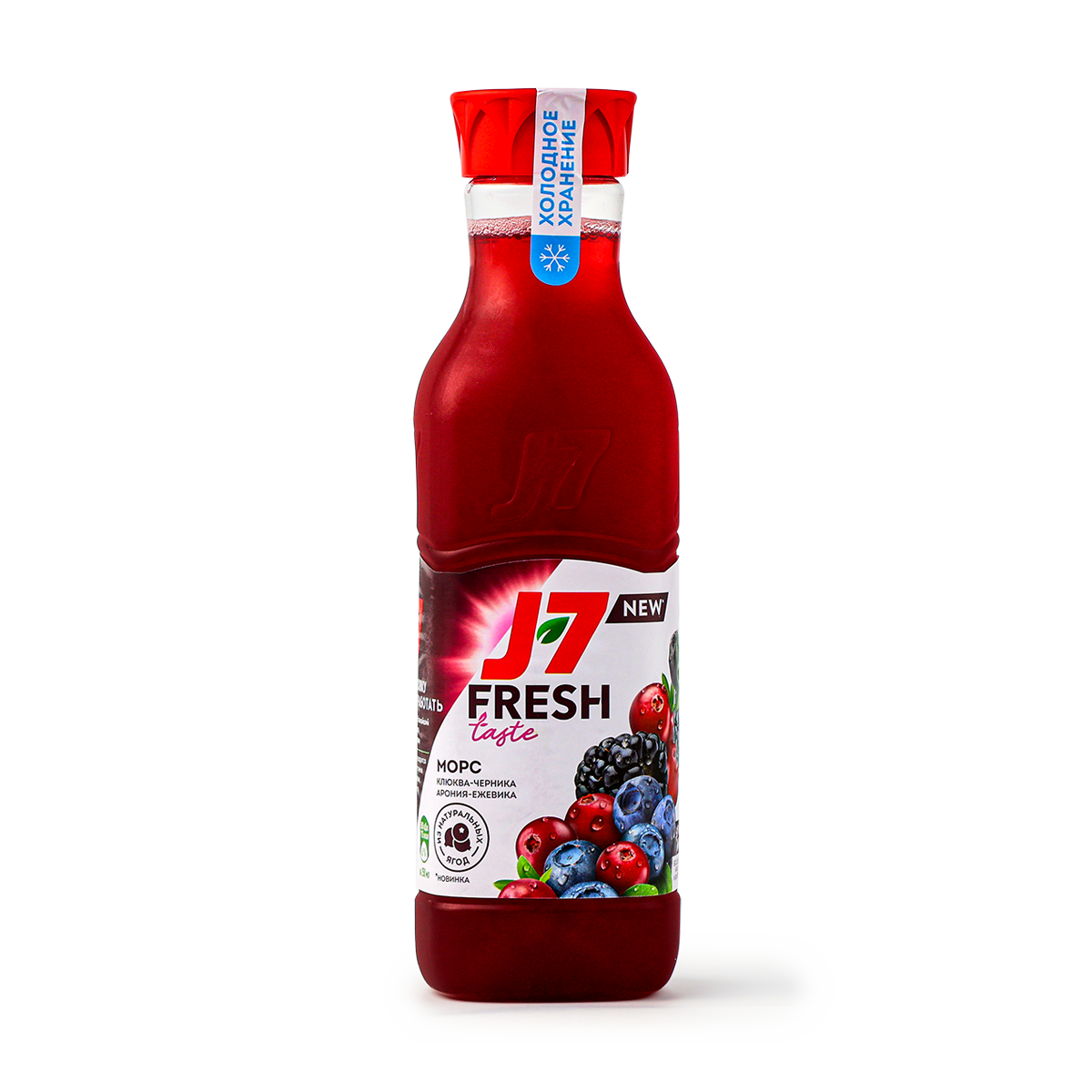 Морс J-7 "Fresh Taste"из клюквы, черники, рябины и ежевики, 0,85 л