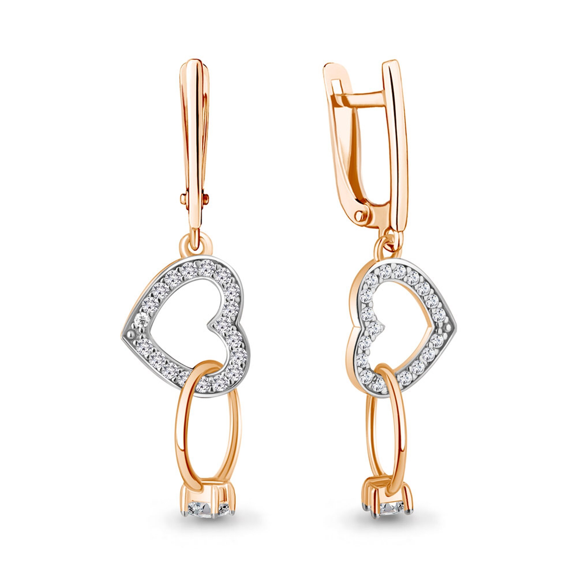 Серьги Diamant online, серебро, 925 проба, золочение, фианит