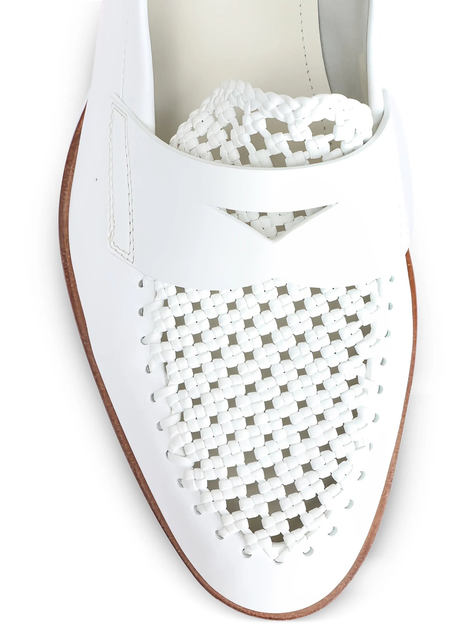 Лоферы Santoni Luce woven-leather loafers, размер 39, white — фото 1