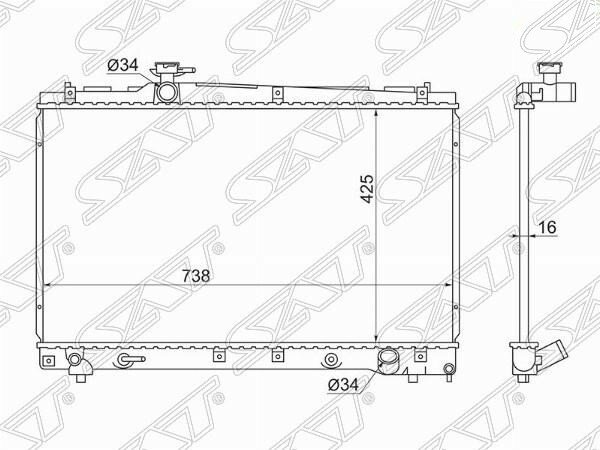 Радиатор SAT TY0002-ACM20 Toyota Ipsum ACM20 01-09 / Noah 01-13