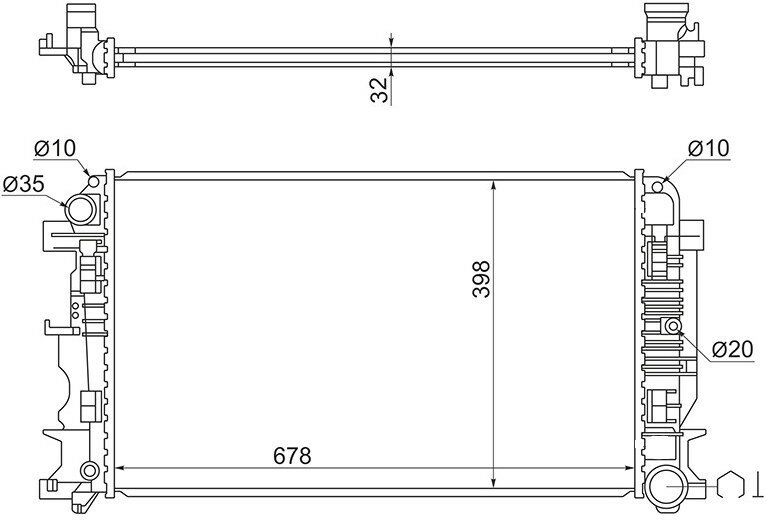 Радиатор SAT SG-MB0010-06MT Mercedes-Benz Sprinter 06-18 / Volkswagen Crafter 06-16