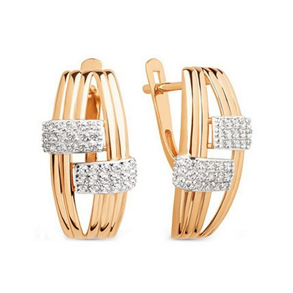 Серьги, красное золото, 585 проба, фианит