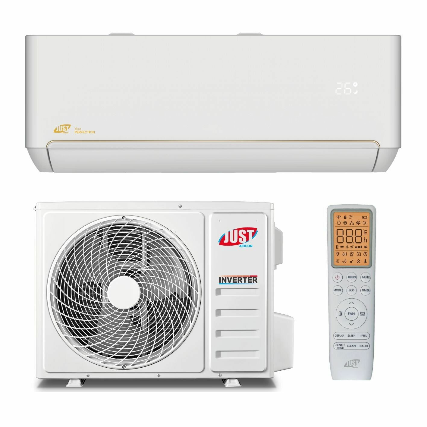 Кондиционер Just AIRCON PERFECTION JAC-09HPSIA/TPF, инверторный, площадь 25м², белый