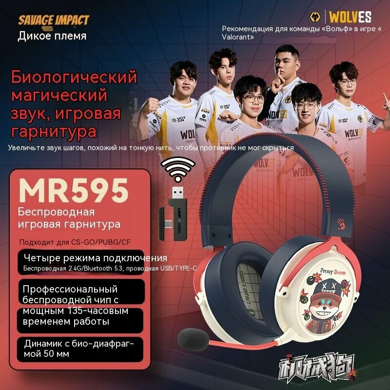 Наушники для FPS игр Bloody Barbarian Tribe A4TECH MR595 с микрофоном и подсветкой