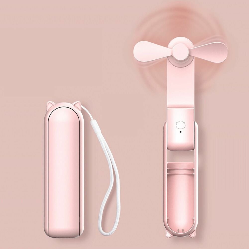 Складной ручной вентилятор 2-в-1 с функцией power bank Многоцветные варианты