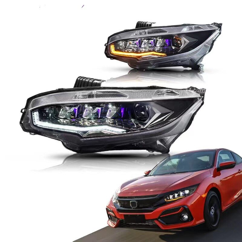 Светодиодные фары головного света для Honda Civic, стиль Star Diamond, левый руль (LHD)，2 шт(левая+правая)