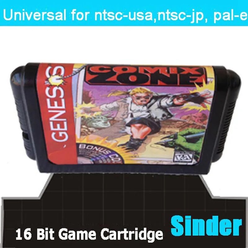 Comix Zone 16bit Sega Mega Drive, US SHELL, US LABEL