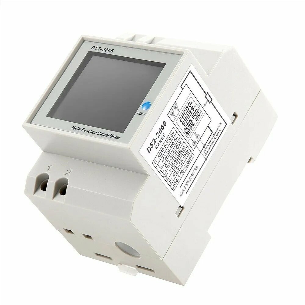 U8Din Rail AC Monitor 6IN1 40-300V 100A Напряжение Ток Коэффициент мощности Активный KWH Измеритель частоты электрической энергии VOLT AMP
