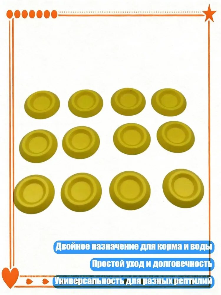 Двойная поилка и кормушка для черепах и ящериц, Желтый