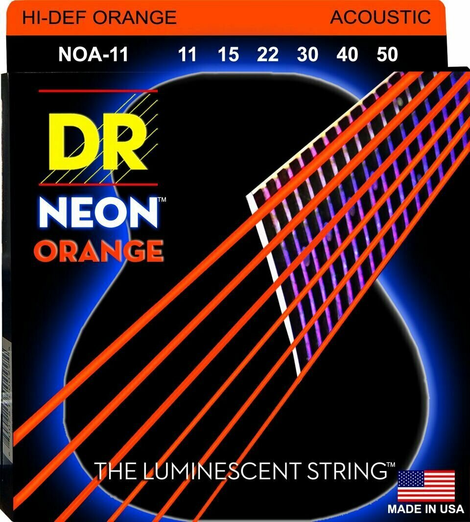 Струны для Акустической гитары 11-50 DR NOA-11ML Neon Оранжевые
