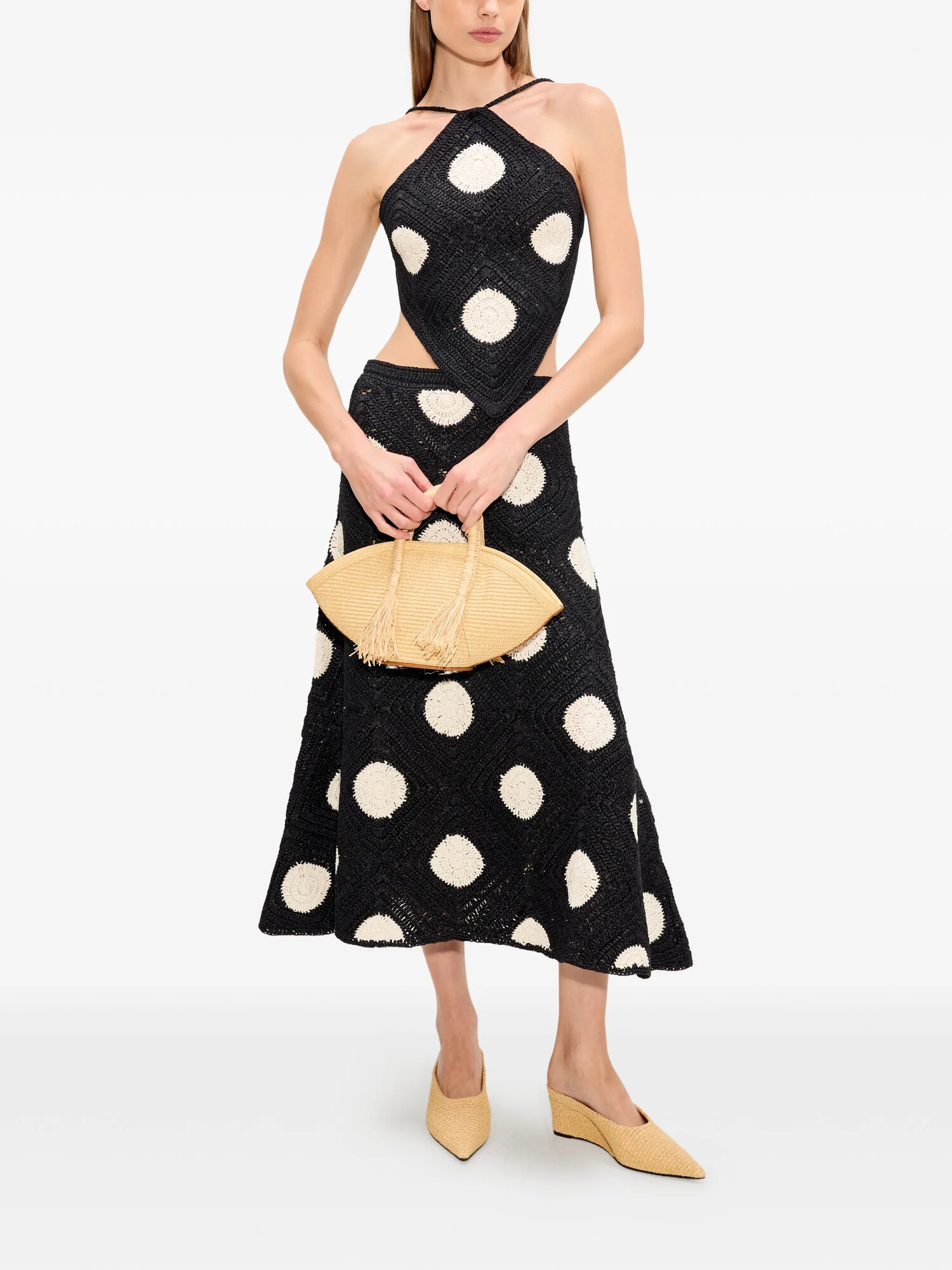 Топ Simon Miller Kit polka-dot crochet top, размер 48, черный — фото 1