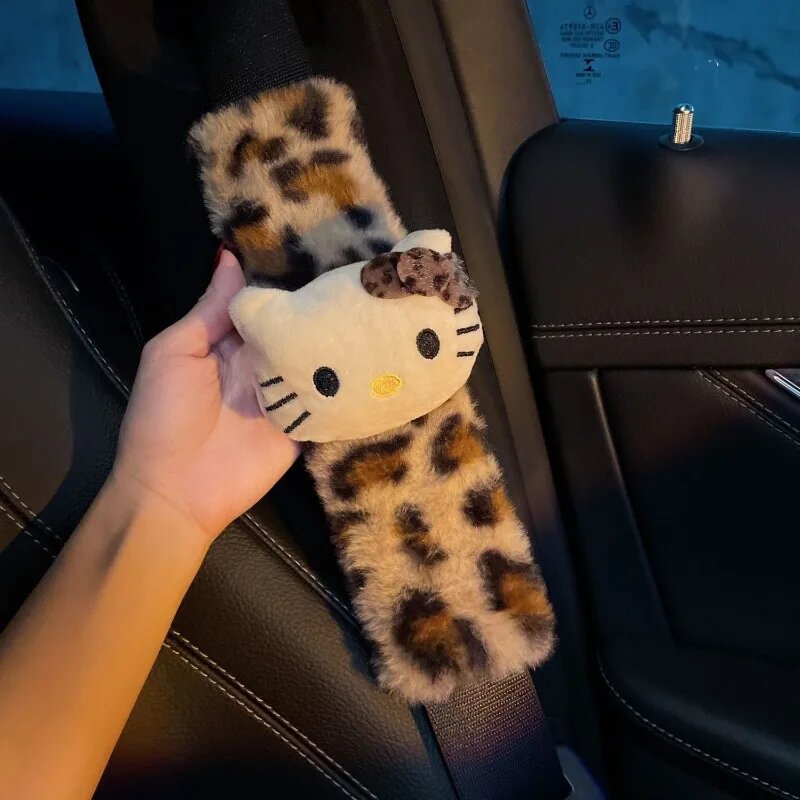 Чехол на ремень безопасности Hello Kitty, леопард, хаки
