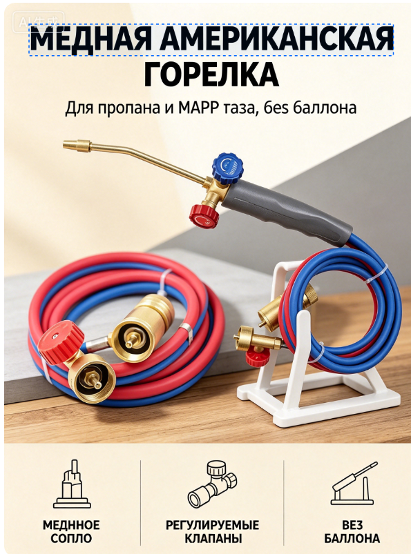 Компактная кислородная горелка из латуни для пайки и сварки, работает на газе MAPP, долговечный сварочный инструмент для