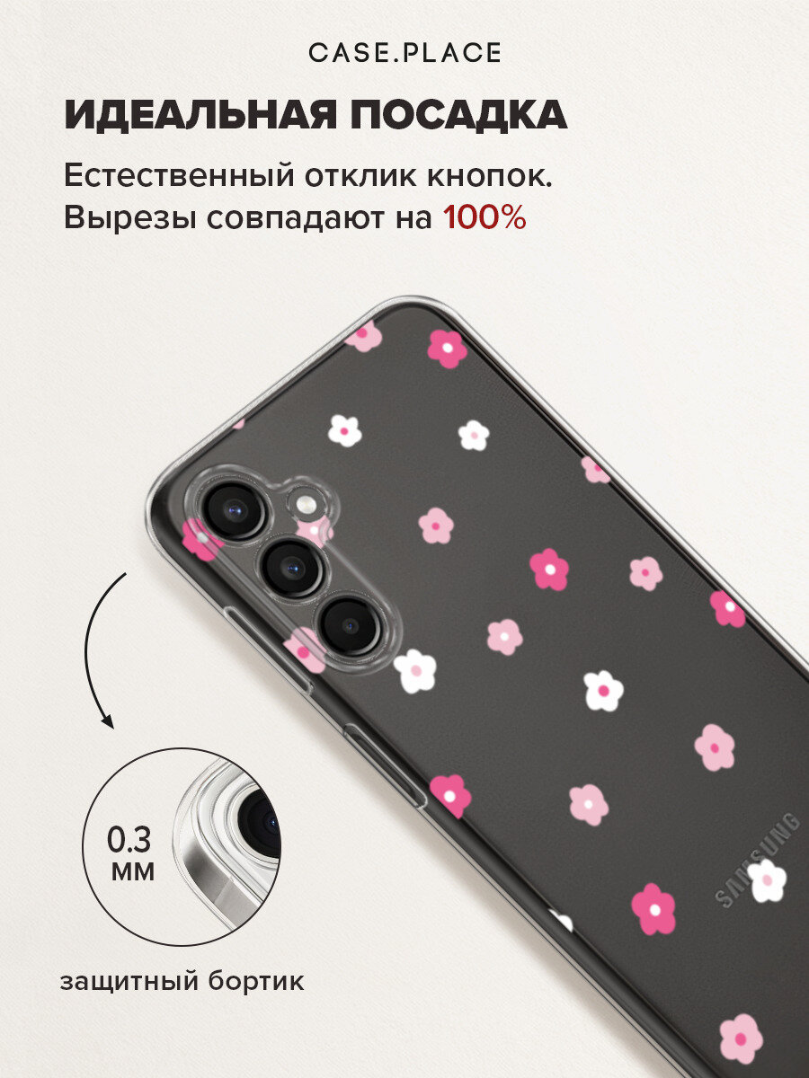 Чехол на Samsung Galaxy A24 / Самсунг Галакси A24 с принтом "Весенние цветочки рисунок", прозрачный — фото 1