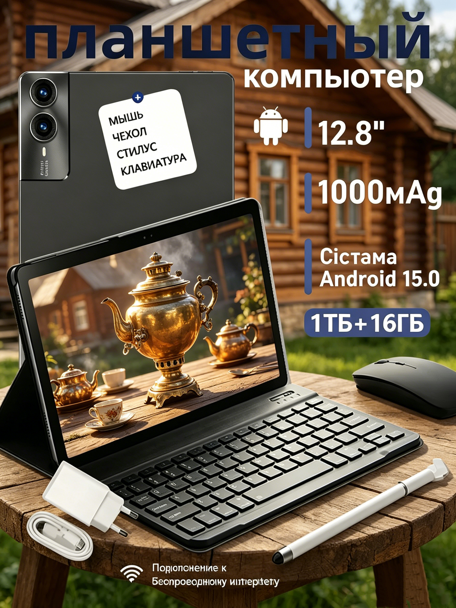LTE S13 с клавиатурой и мышкой 12,8 дюймов 16ГБ+1024ГБ 10000 мАч POC0 Игровой планшет на Android