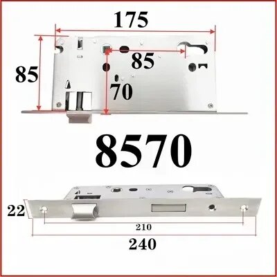 Корпус замка из нержавеющей стали 85x70 для умного замка