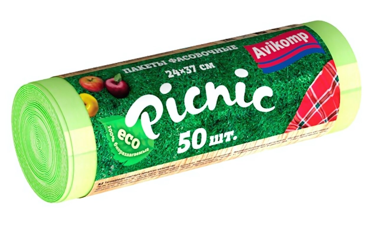 Пакеты фасовочные 24х37 см, Avikomp "PICNIC", ПНД, в рулоне 50 шт, разноцветный принт