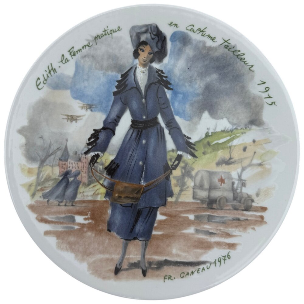 Тарелка декоративная "Женщины века Эдит 1915", худ. Гано Ф, 1976 г, Henri D Arceau, Франция (упак)