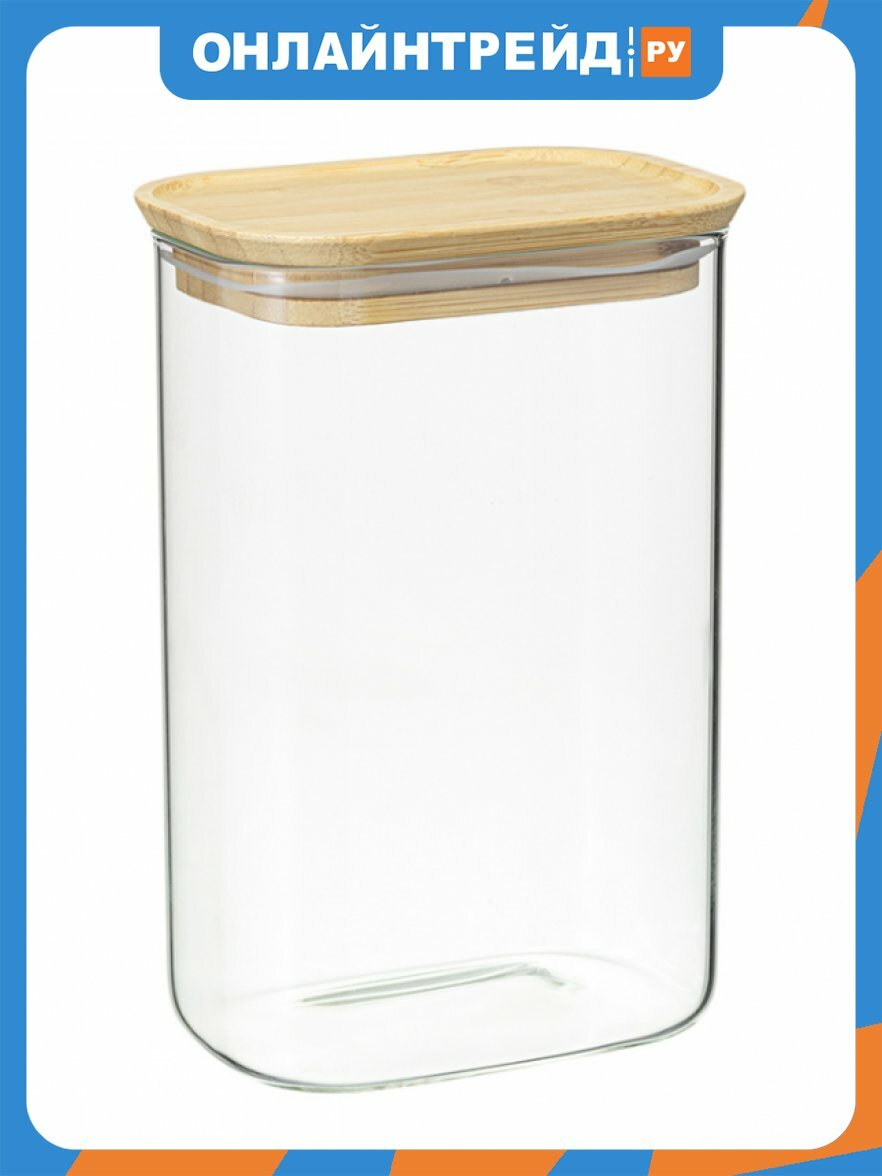 Банка для хранения Smart Solutions Glass Bamboo прямоугольная, 1,3 л (SS0000168)