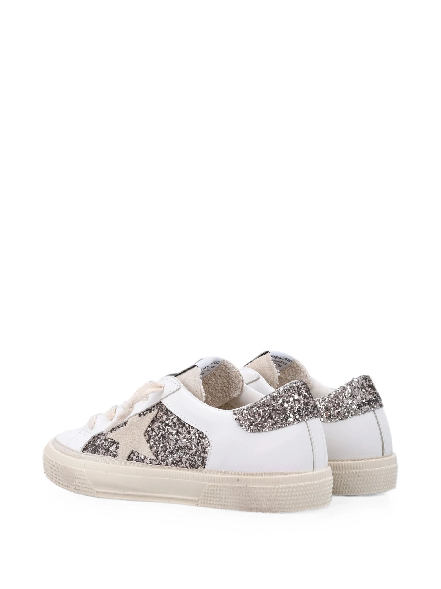 Кроссовки Golden Goose Glitter-panelled May sneakers, размер 37, бежевый/белый — фото 1