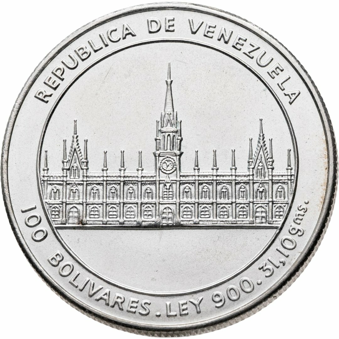 Венесуэла 100 боливаров bolivares 1986 "200 лет со дня рождения Хосе Мария Варгаса", Серебро 900, в сохранности UNC