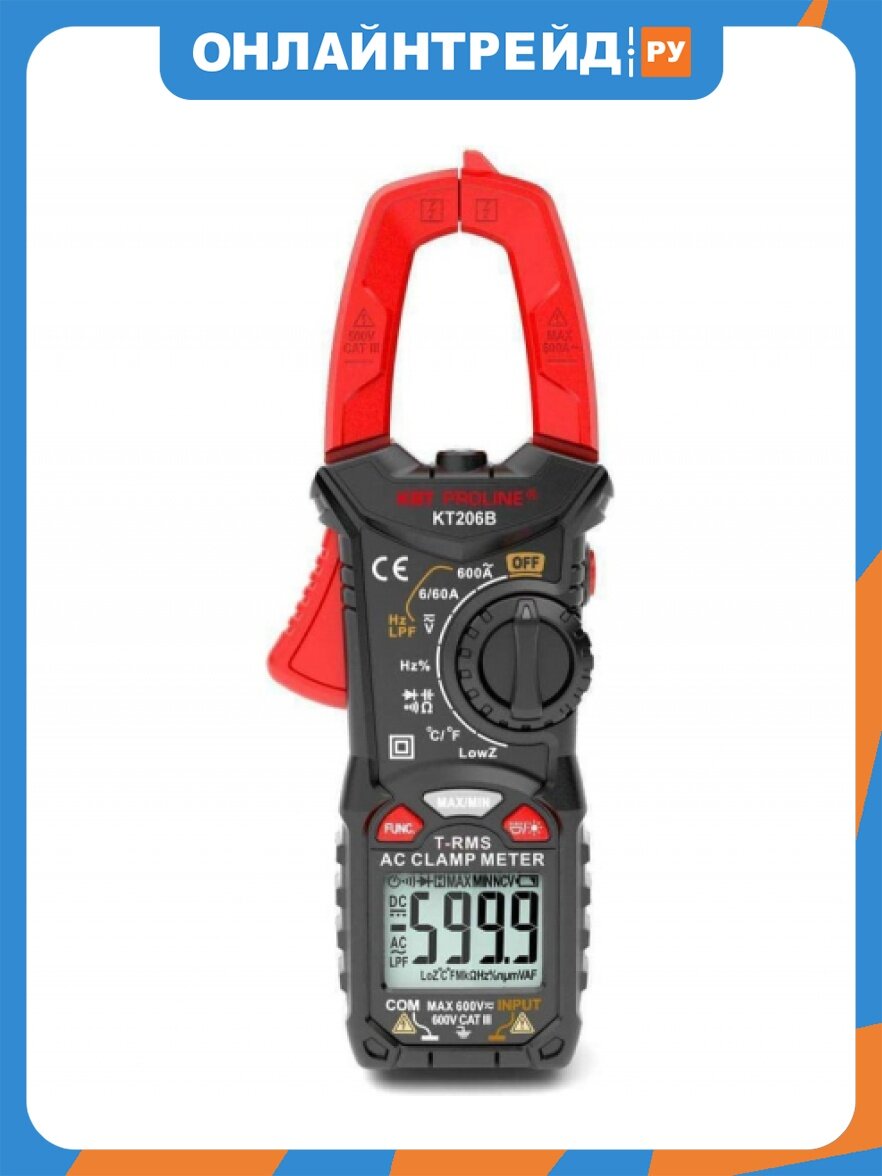 Токовые клещи цифровые Квт KT 206B "PROLINE"