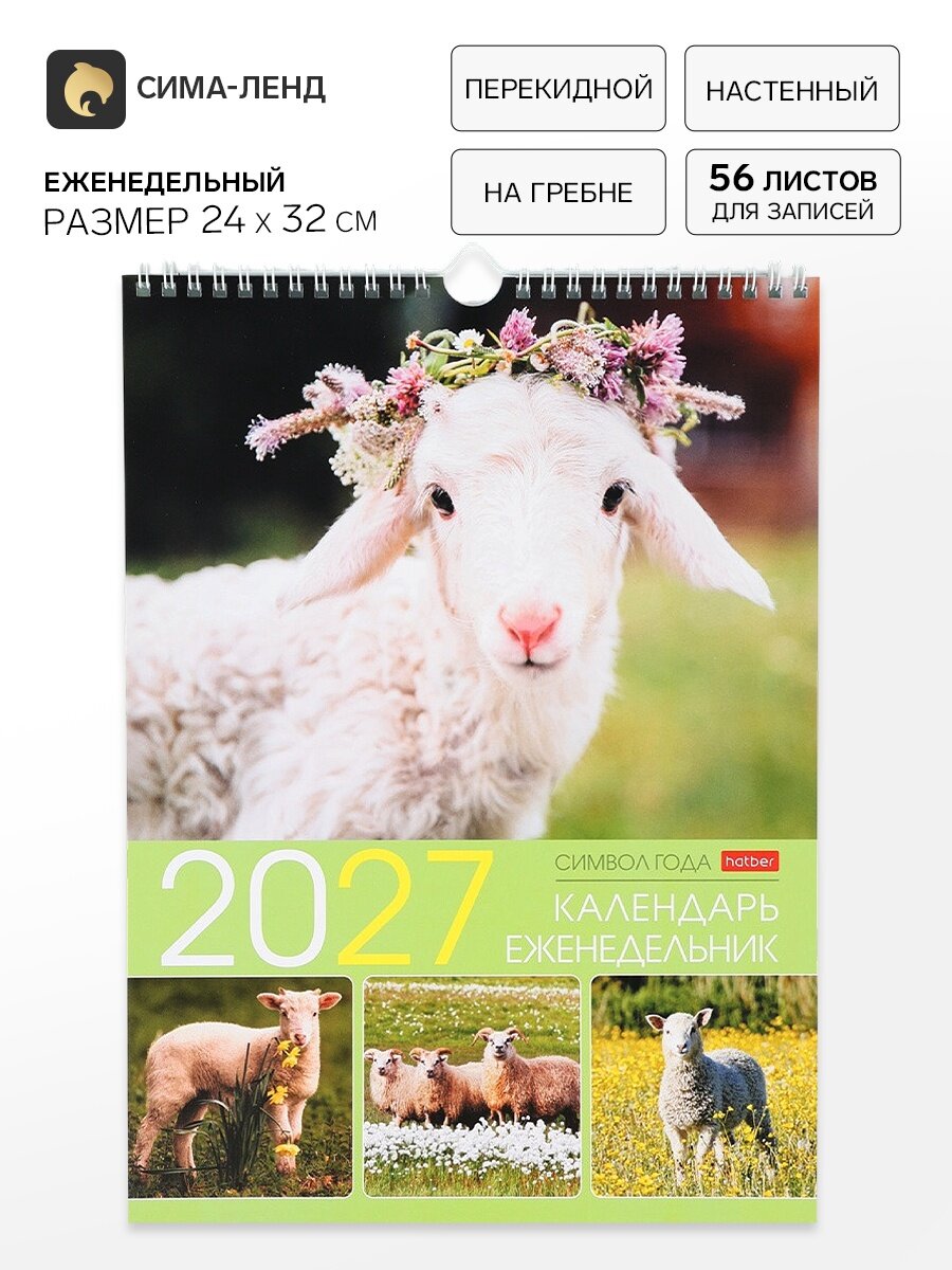 Календарь-еженедельник 2027, настенный, перекидной, 56 листов 24×32 см, «Символ года»