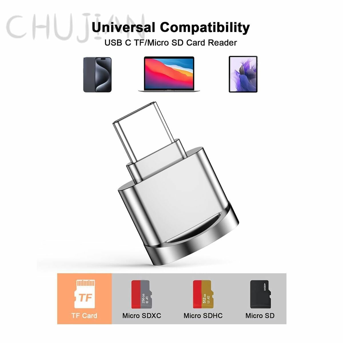 Адаптер для чтения карт Micro-SD, USB Type C - Micro-SD/TF адаптер для Type-C, B — фото 1