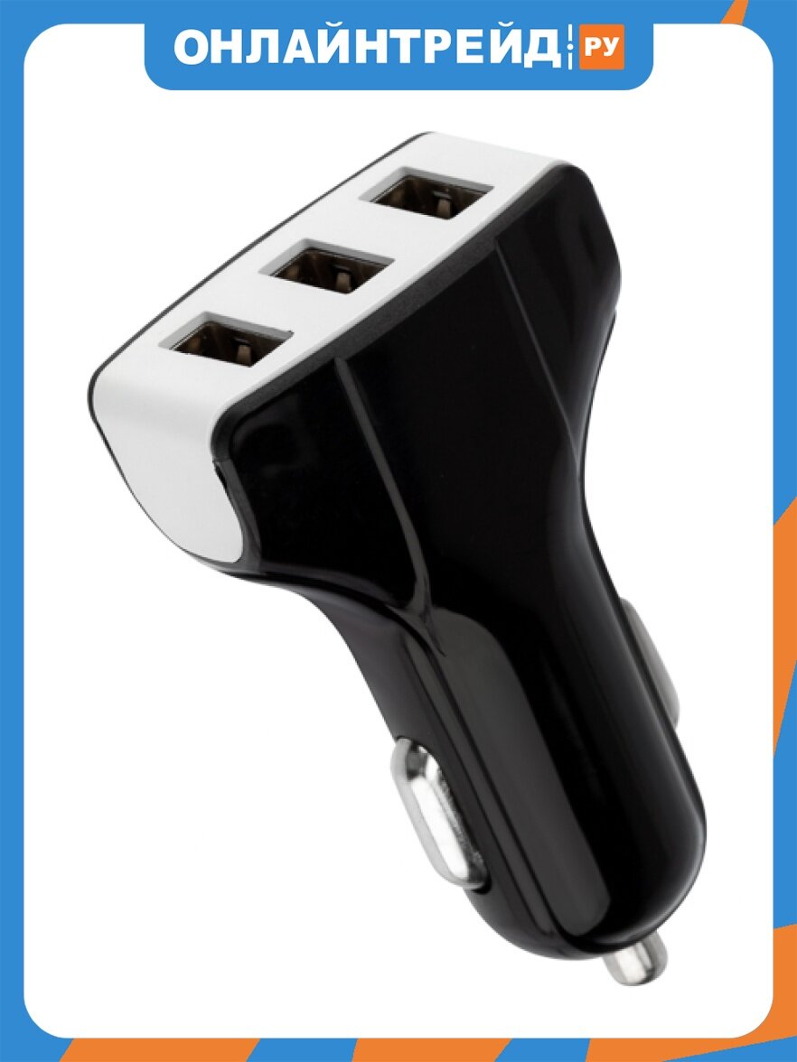 Зарядное устройство в прикуриватель Rexant 3xUSB, 1000mA, черное